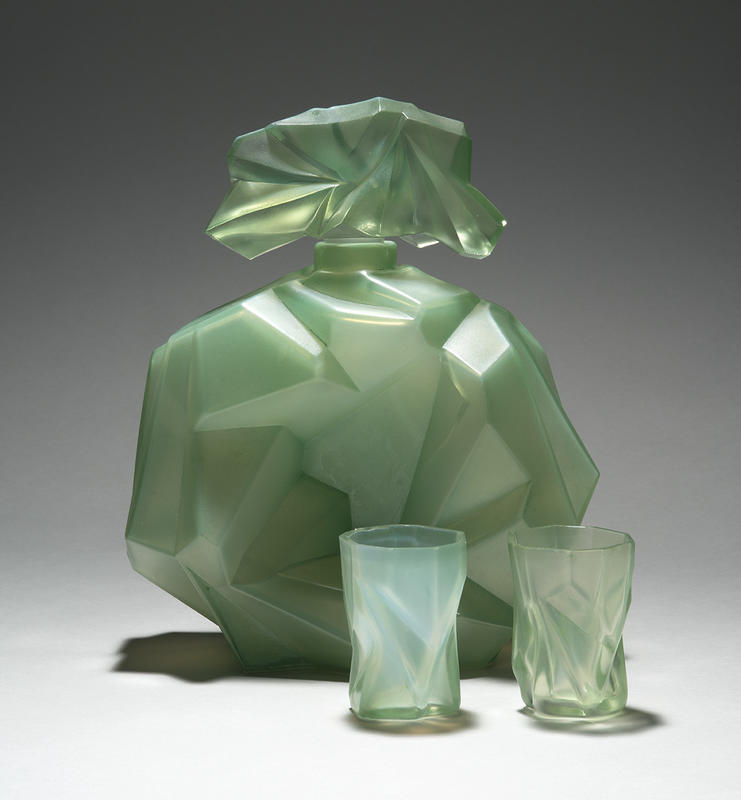 Ruba Rombic Whiskey Decanter and Pair of Glasses - McNay Art Museum